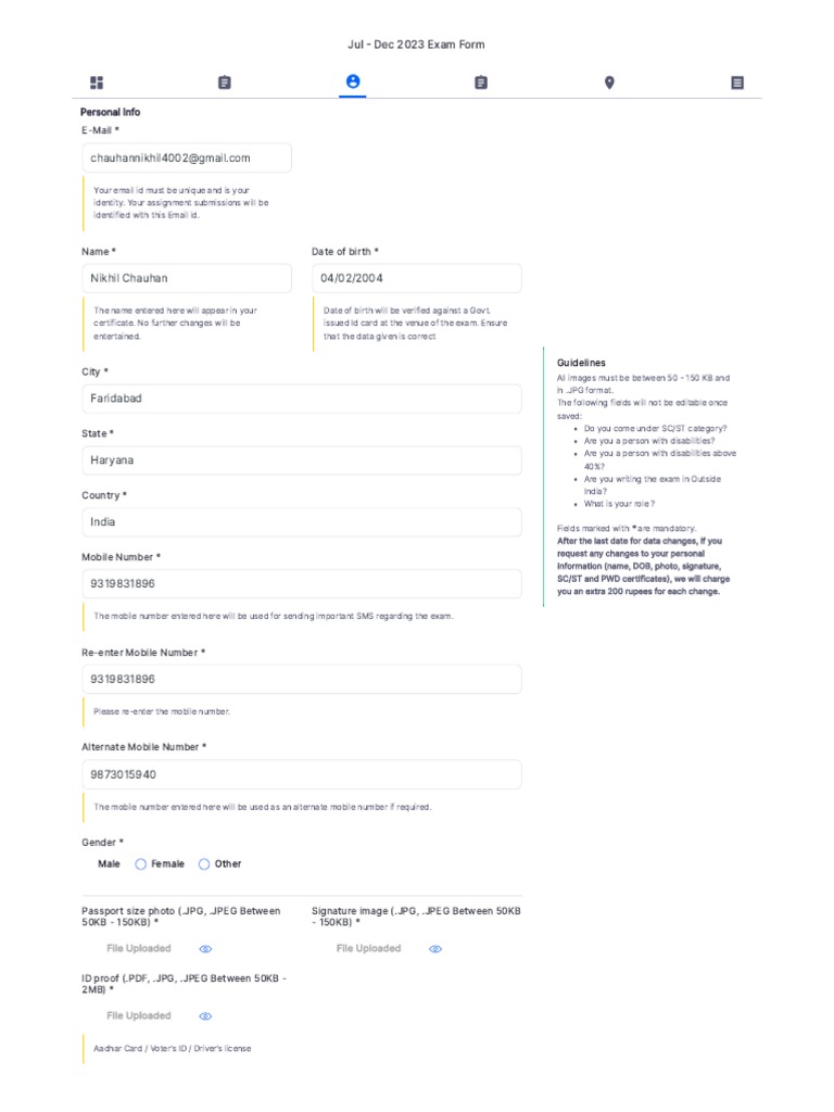 Exam Profile - Personal Details | PDF | Identity Document | Authentication