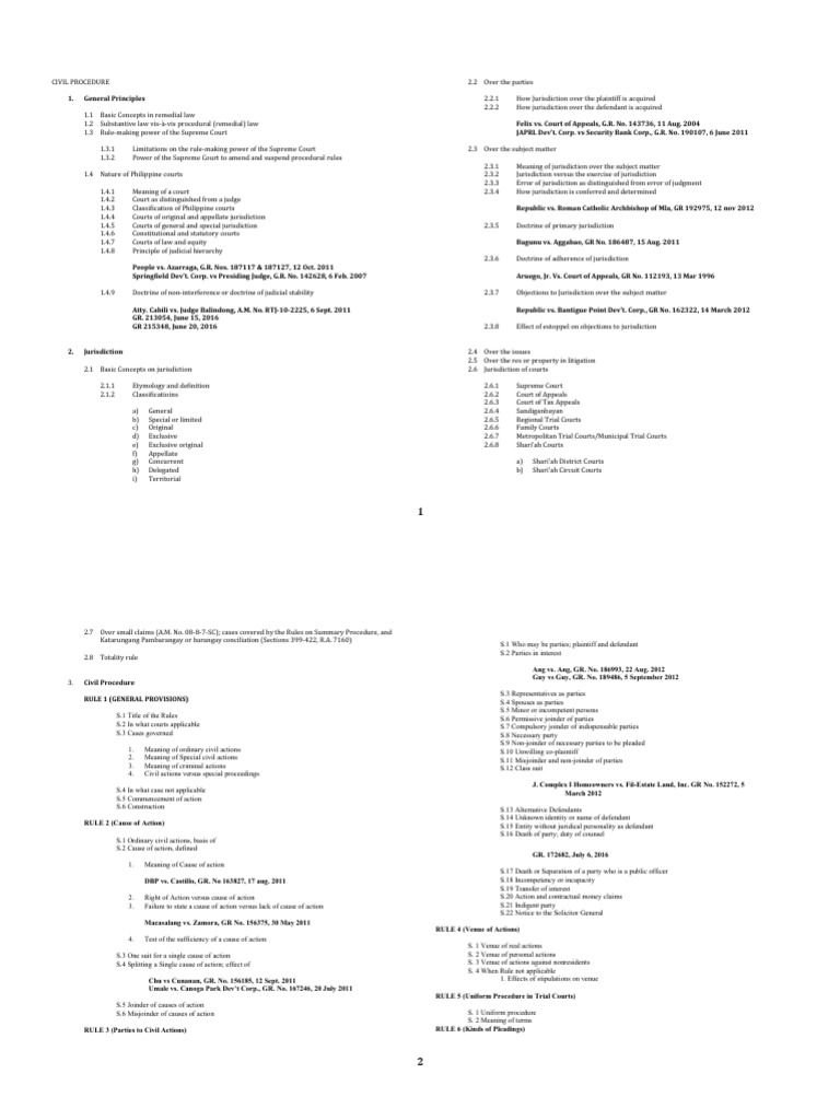 Philippine Civil Procedure Overview | PDF