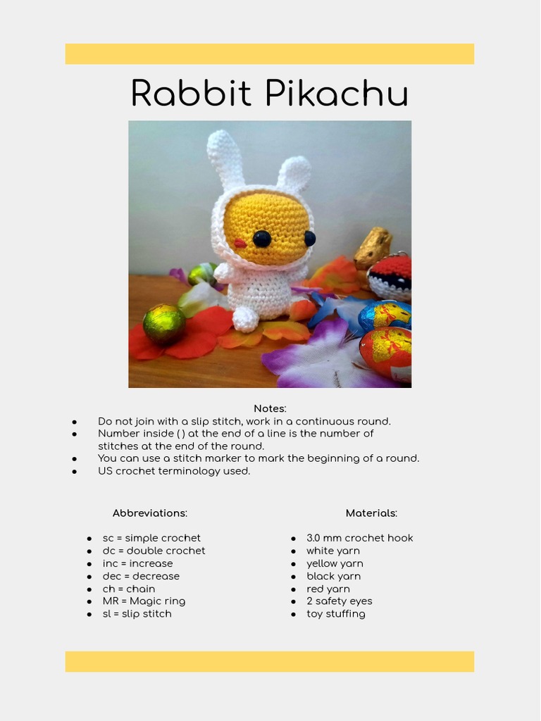 Pikachu Rabbit | PDF | Crochet | Folk Art