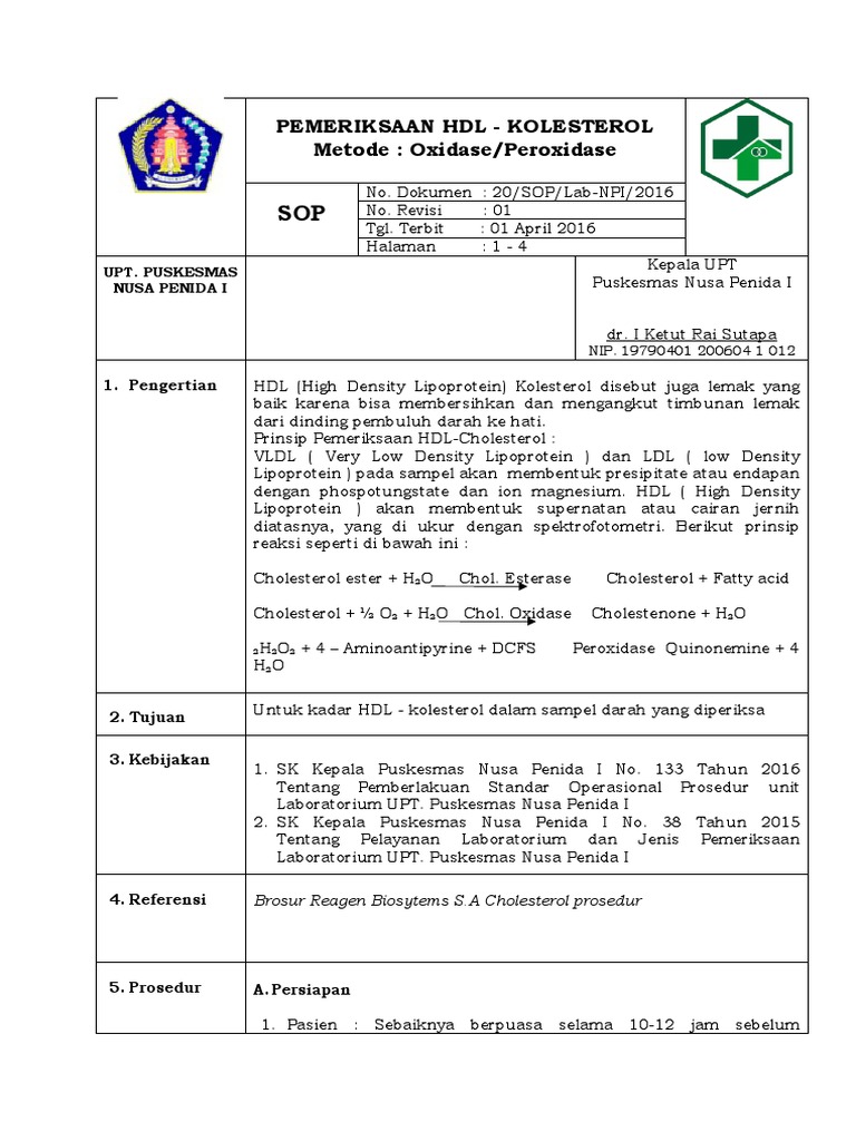 Pemeriksaan Kadar HDL Kolesterol | PDF | Memasak, Makanan, & Anggur ...