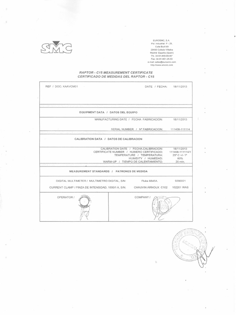 SMC Raptor Model - C15 Test Report | PDF