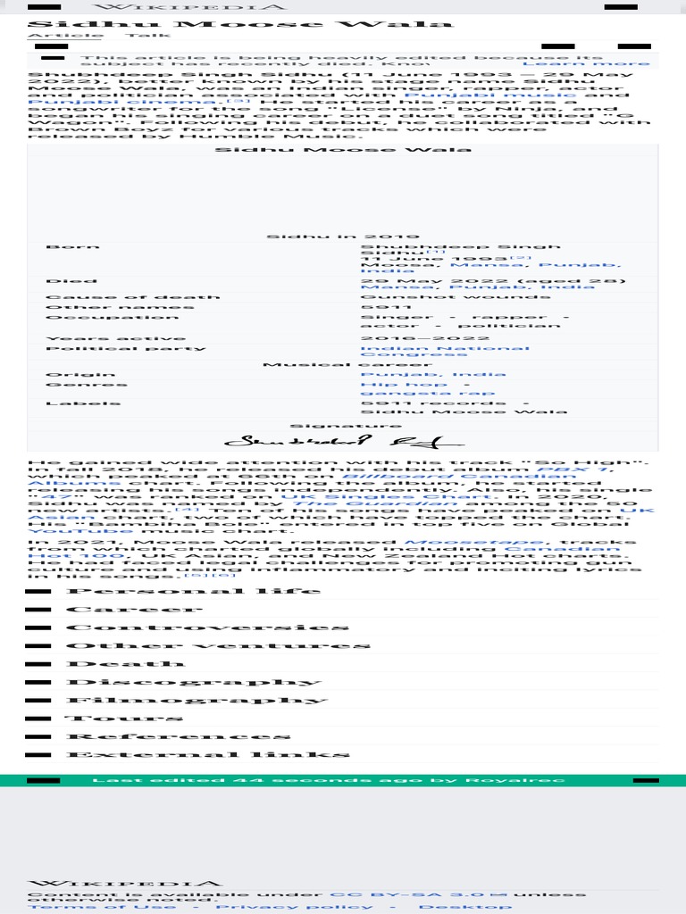 Sidhu Moose Wala - Wikipedia | PDF | Hip Hop | African American Music