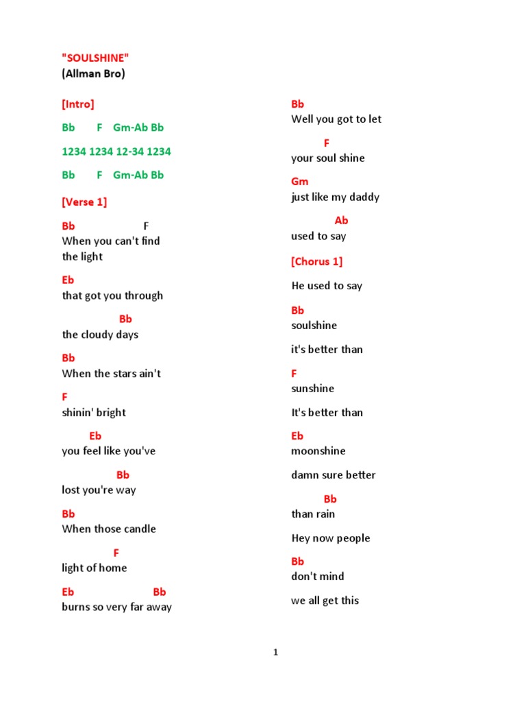 SOULSHINE | PDF | Musical Forms | Songs