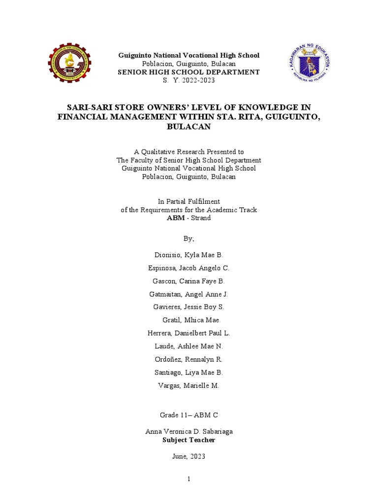 ABM 11 C Group 4 Research Paper | PDF | Interest | Credit