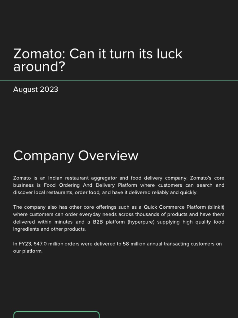 Zomato Valuation Report | PDF | Valuation (Finance) | Business