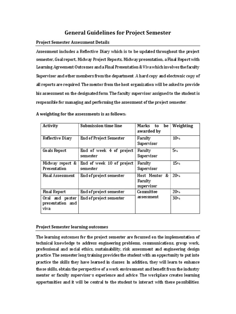 Guidelines Project Semester 2023 | PDF | Engineering | Mentorship