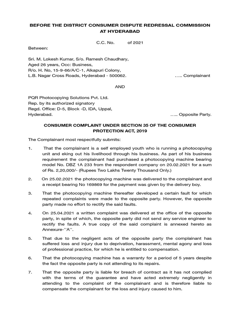 3.4 Consumer Complaint | PDF | Common Law | Justice