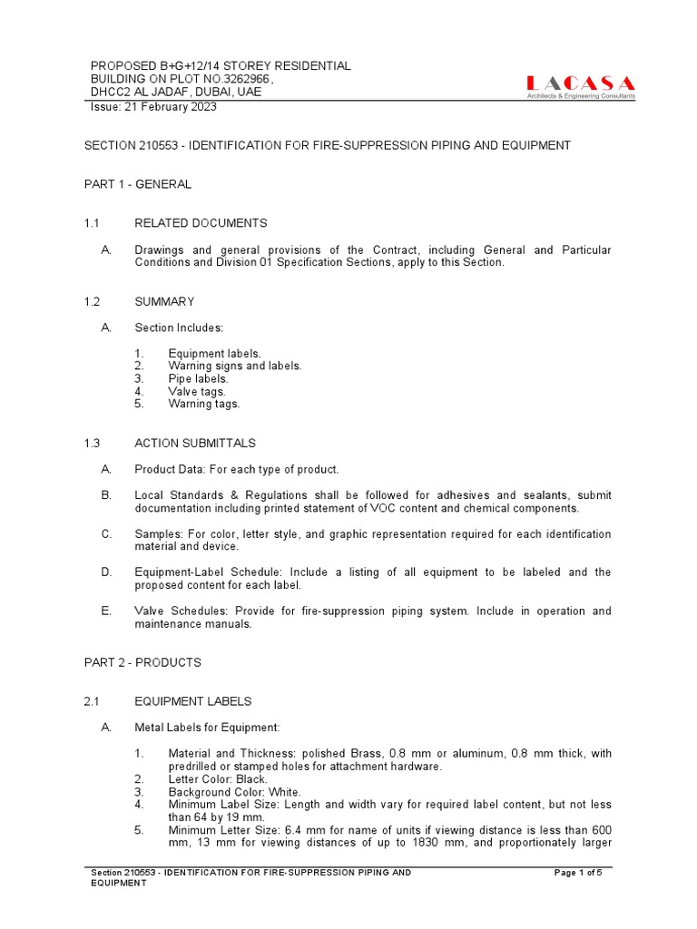 Identification For Fire-Suppression Piping and Equipment | PDF | Pipe (Fluid Conveyance) | Screw