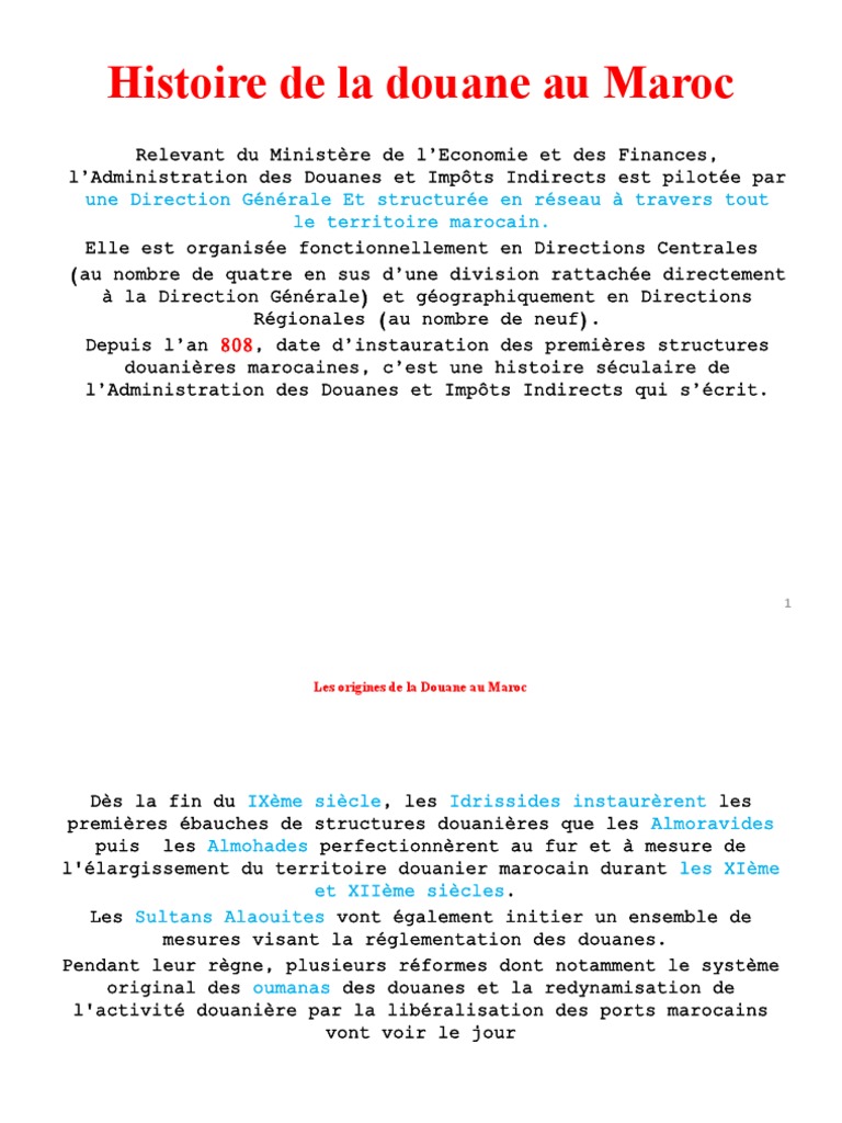Histoire de La Douane Au Maroc | PDF | Maroc | Économie