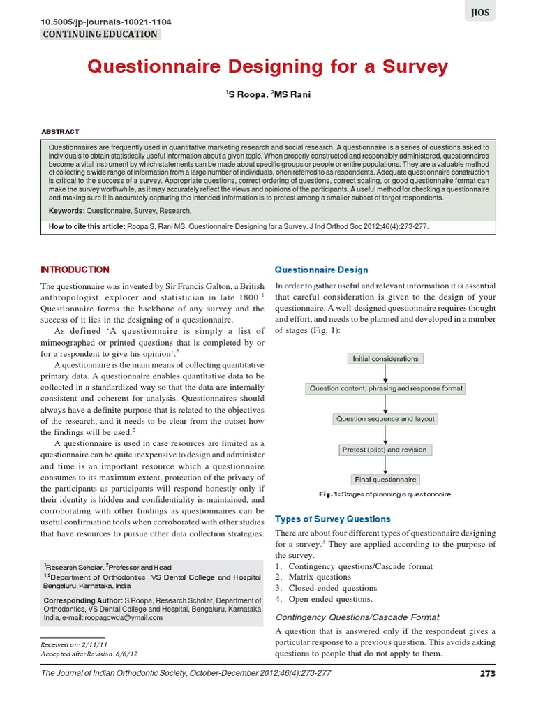 Journal | PDF | Survey Methodology | Validity (Statistics)