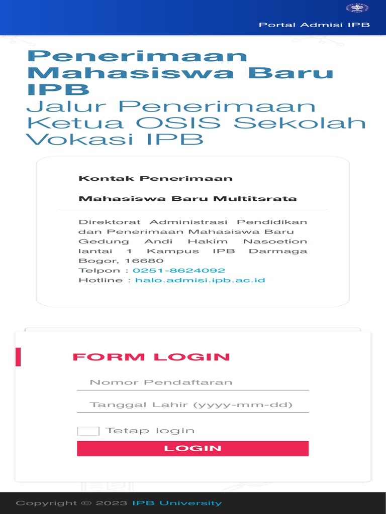 Login - PMB Ketua OSIS SV IPB | PDF