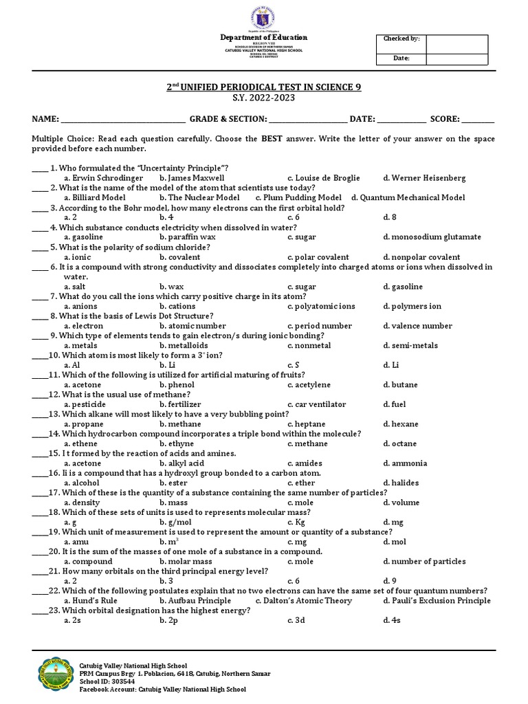 TQ 2nd | PDF | Ion | Ionic Bonding
