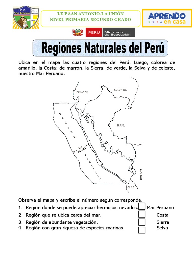 Las Regiones Del Peru - Ficha | PDF