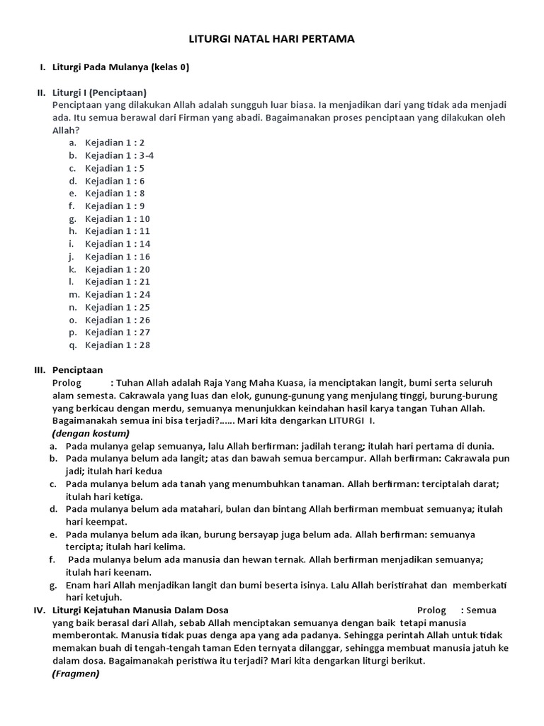 Liturgi Natal Hari Pertama | PDF