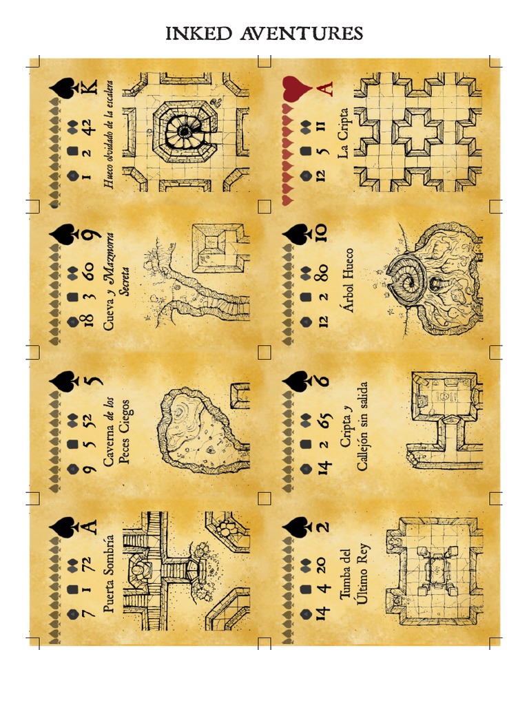 Map & Dice Playing Cards Inked Adventures ES MAQ A4 Trazado | PDF