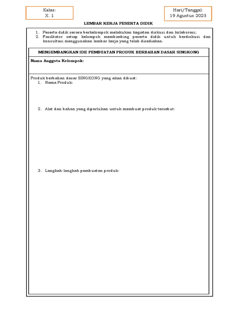 LK Mengembangkan Ide Pembuatan Produk TGL 19 Ags 2023 | PDF | Seni