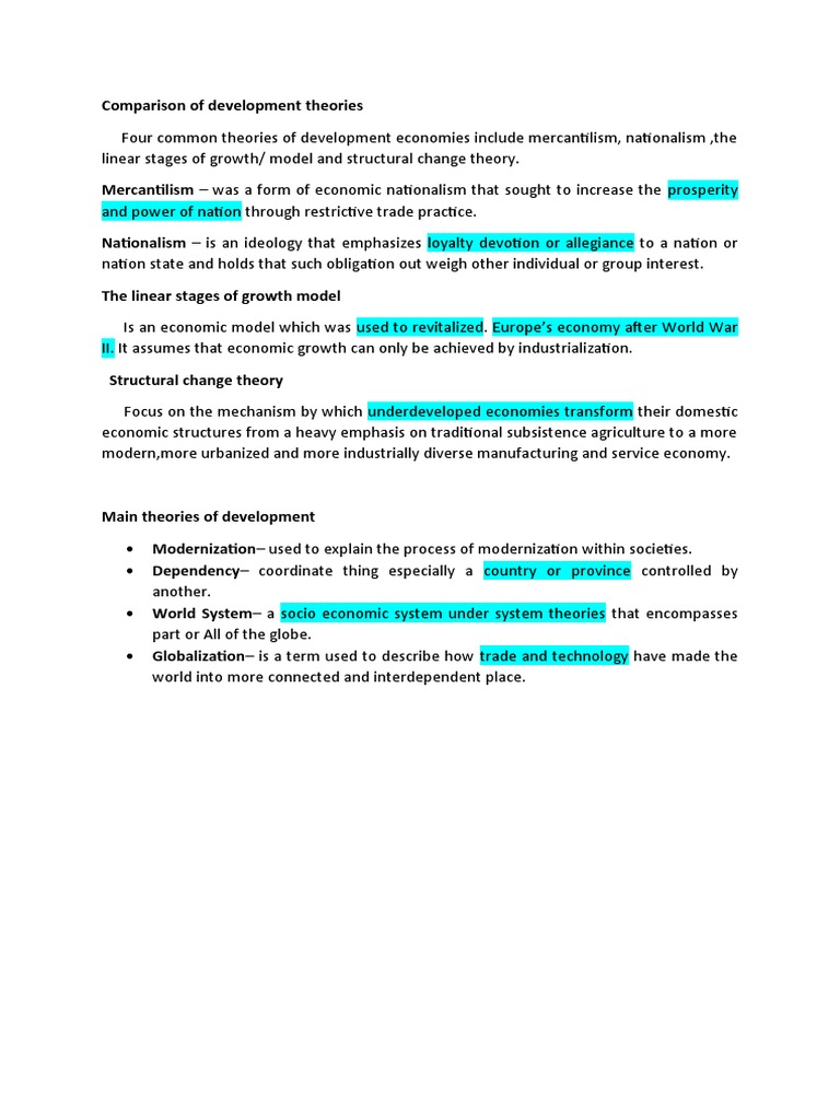 Comparison of Development Theories | PDF