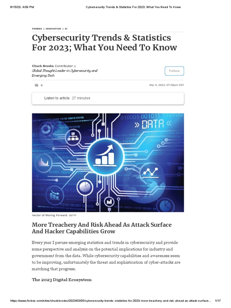 Cybersecurity Trends & Statistics For 2023 - Chuck Brooks | PDF ... Cybersecurity Trends & Statistics For 2023 - Chuck Brooks | PDF ...
