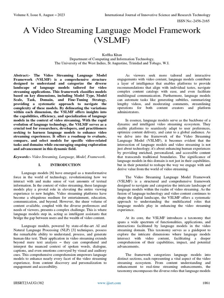 A Video Streaming Language Model Framework (VSLMF) | PDF | Streaming ...