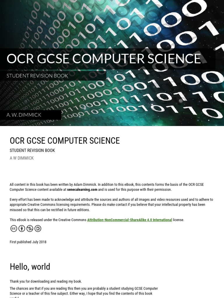 Ocr Gcse Computer Science Student Revision Book A W Dimmick v1 | PDF