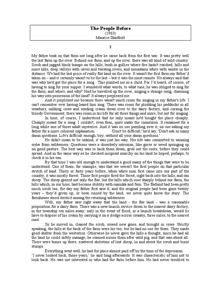SHORT STORY - FULL TEXT - The People Before (1963) Maurice Shadbolt ...