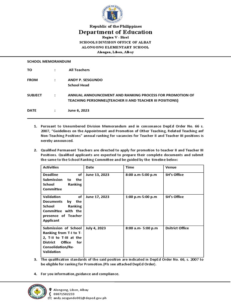 School Ranking Memo | PDF