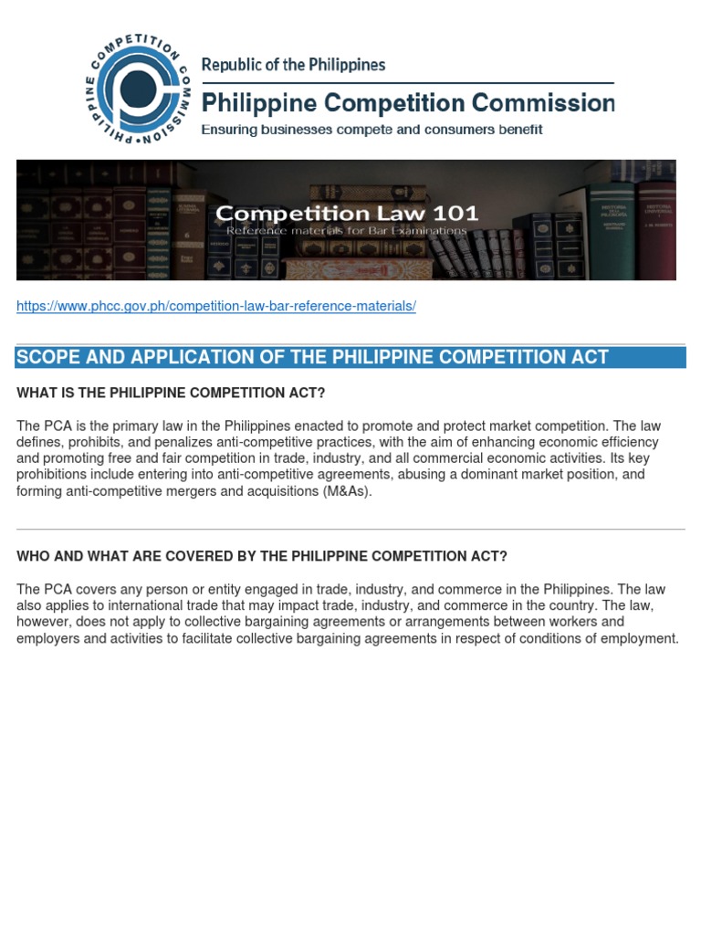 Overview of the Philippine Competition Act | PDF | Economies | Market ...