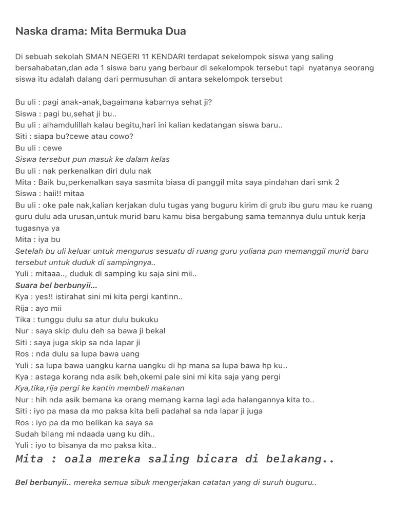 Naska Drama: Mita Bermuka Dua | PDF