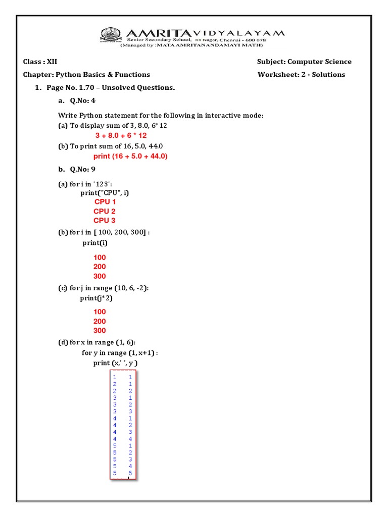 2 Python Basics And Functions Solutions Pdf Software Computer