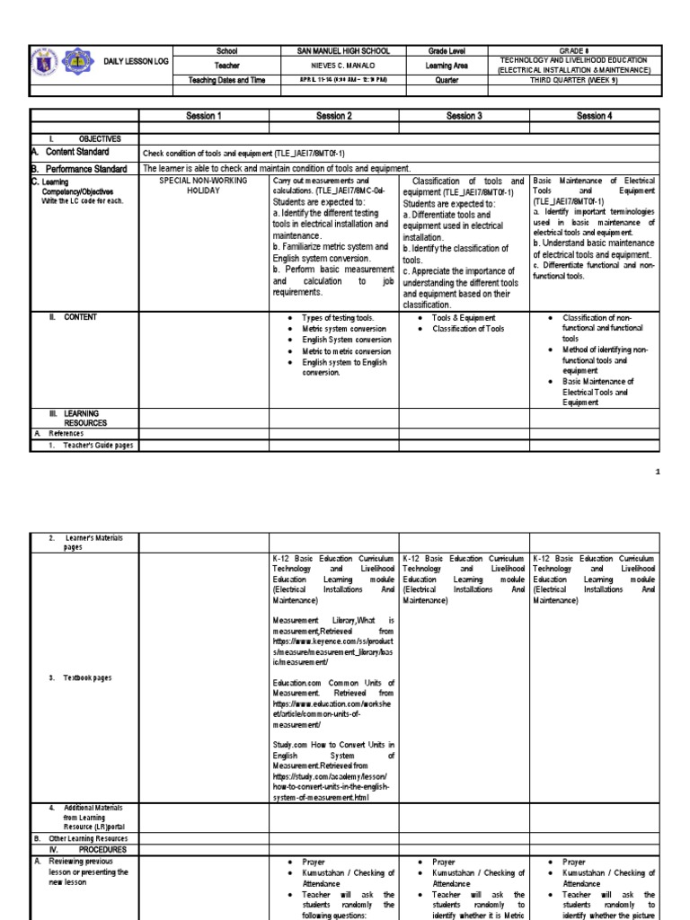 Tle 8 - 3RDQTR Dll-Week 9 | PDF | Learning | Cognition