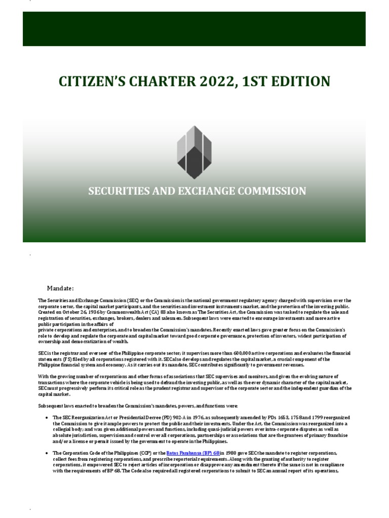 2022 SEC Citizen's Charter | PDF | Audit | Real Estate Appraisal