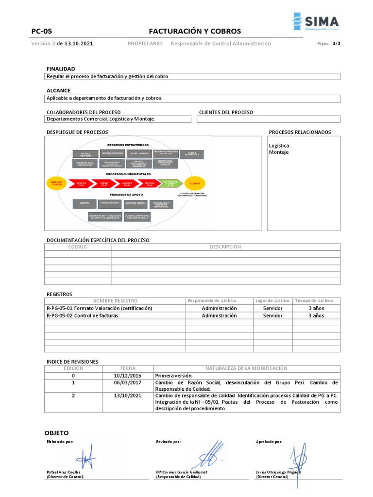 PC-05 Facturación y Cobros SIMA v2 | PDF | Informática