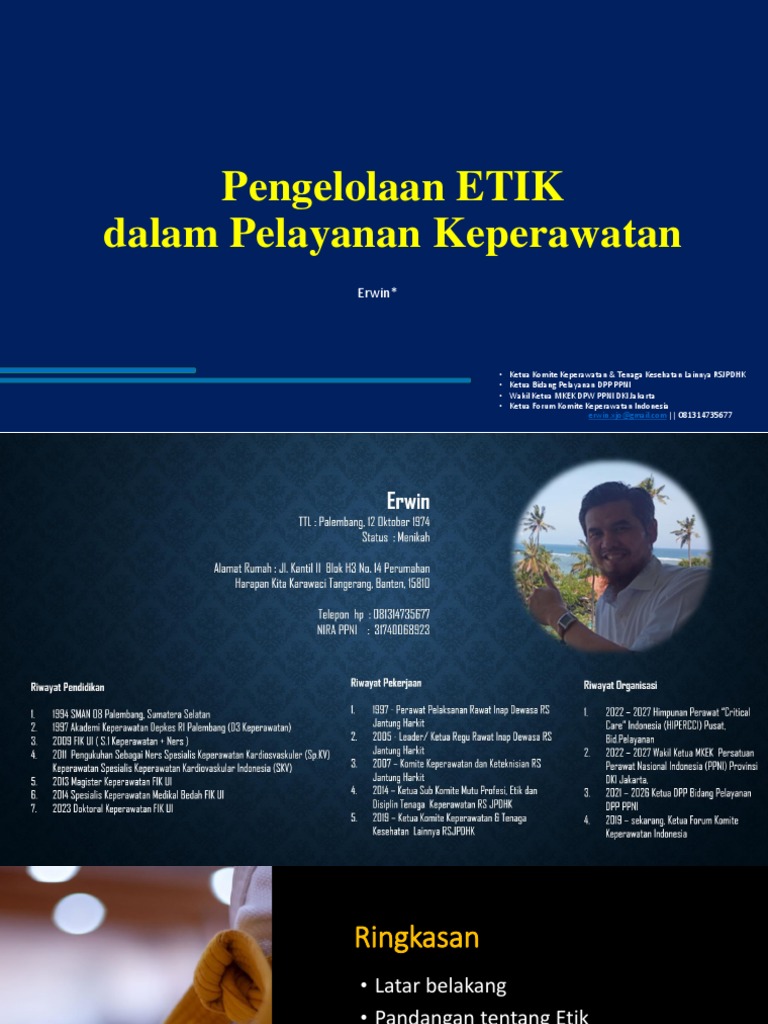 Pengelolaan Etik Dalam Pelayanan Keperawatan 2023 Pak Erwin | PDF