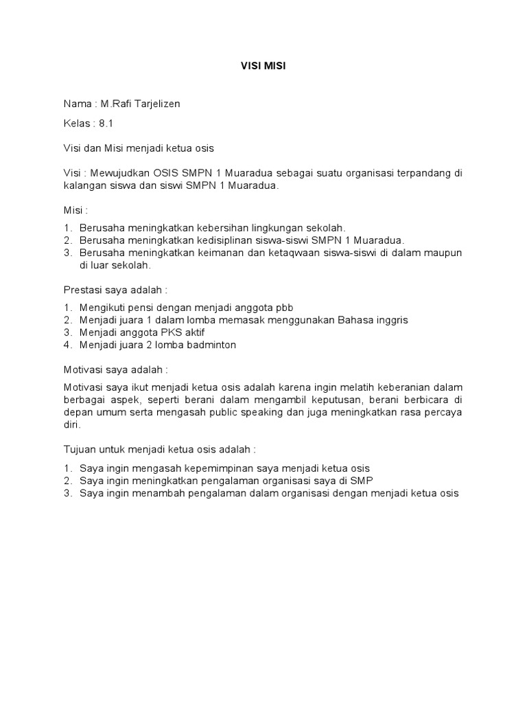 Visi Mis1 | PDF | Karier & Perkembangan