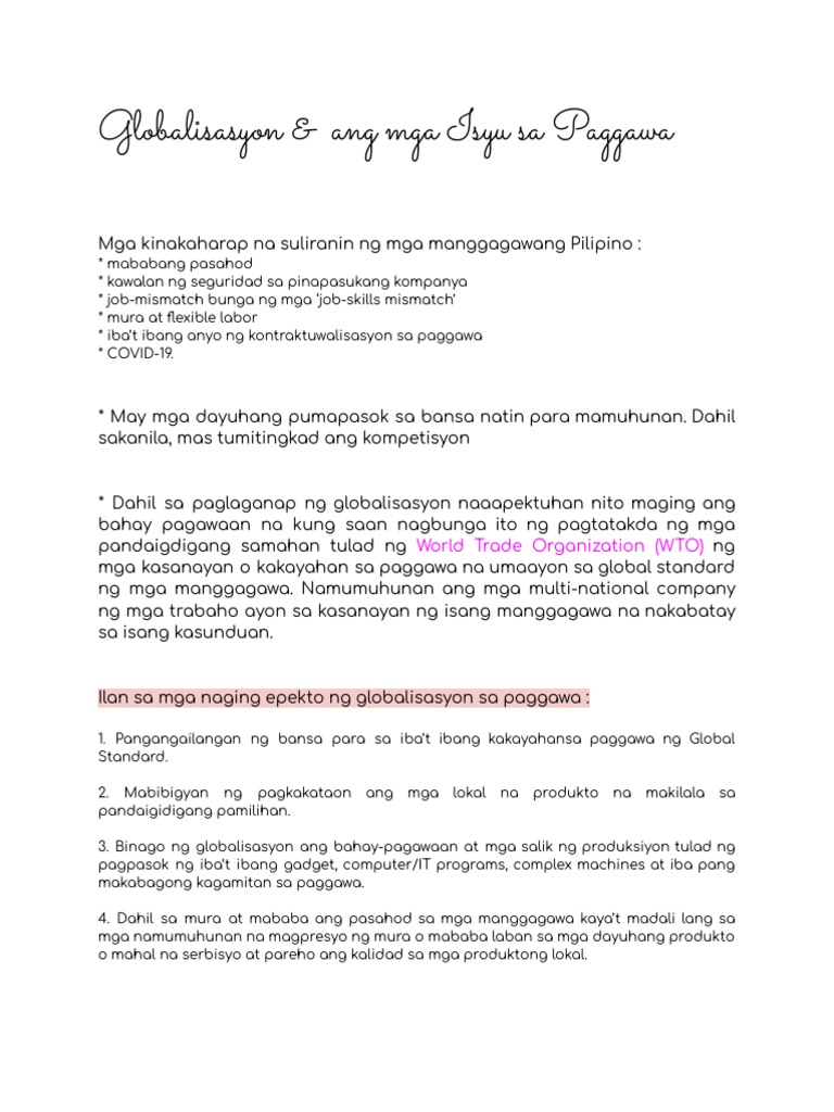 Mga Isyu Sa Paggawa | PDF