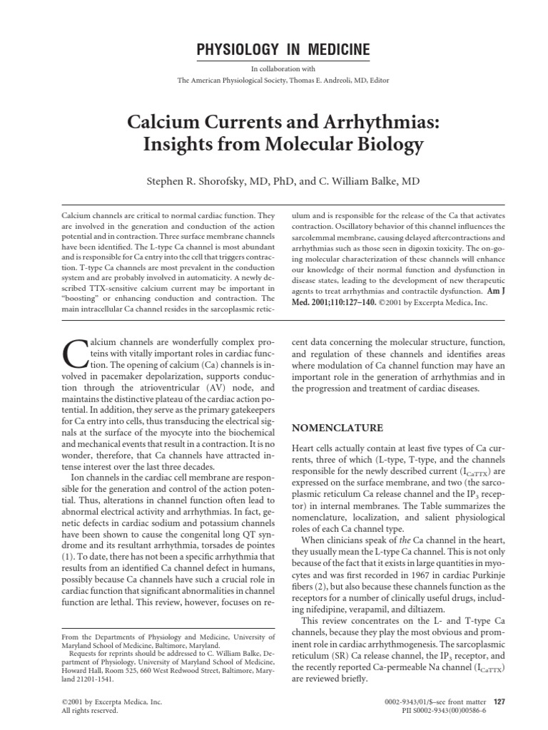 Calcium Currents and Arrhythmias Insights From Mo | PDF