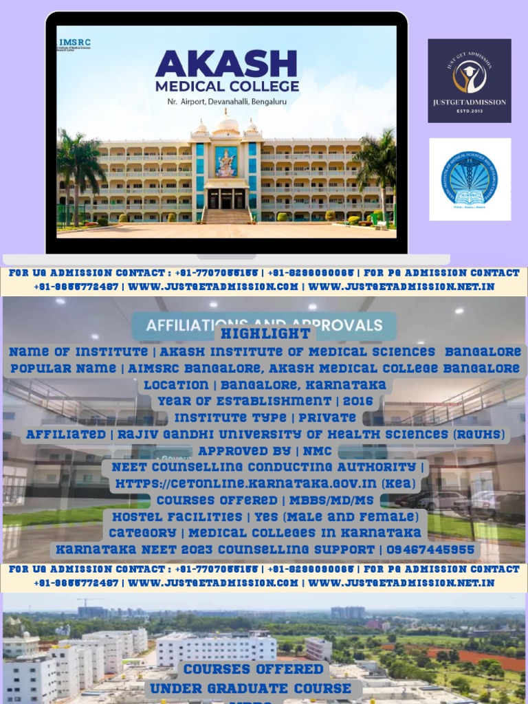 Akash Medical College Bangalore | PDF | Doctor Of Medicine | Medical School