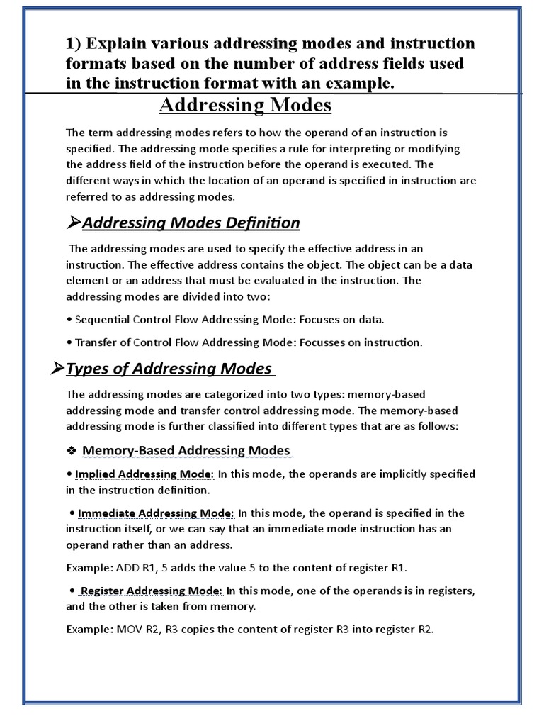 Addressing Modes | PDF