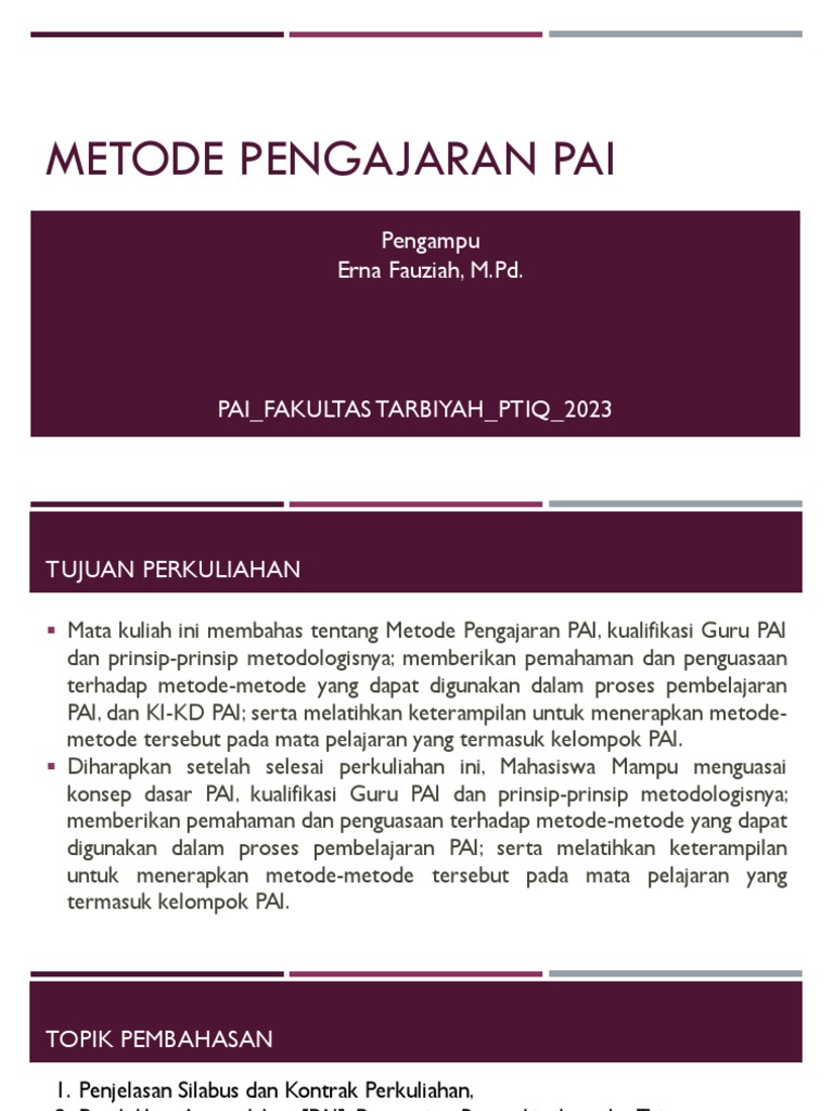 Metode Pengajaran Pai 2023 | PDF