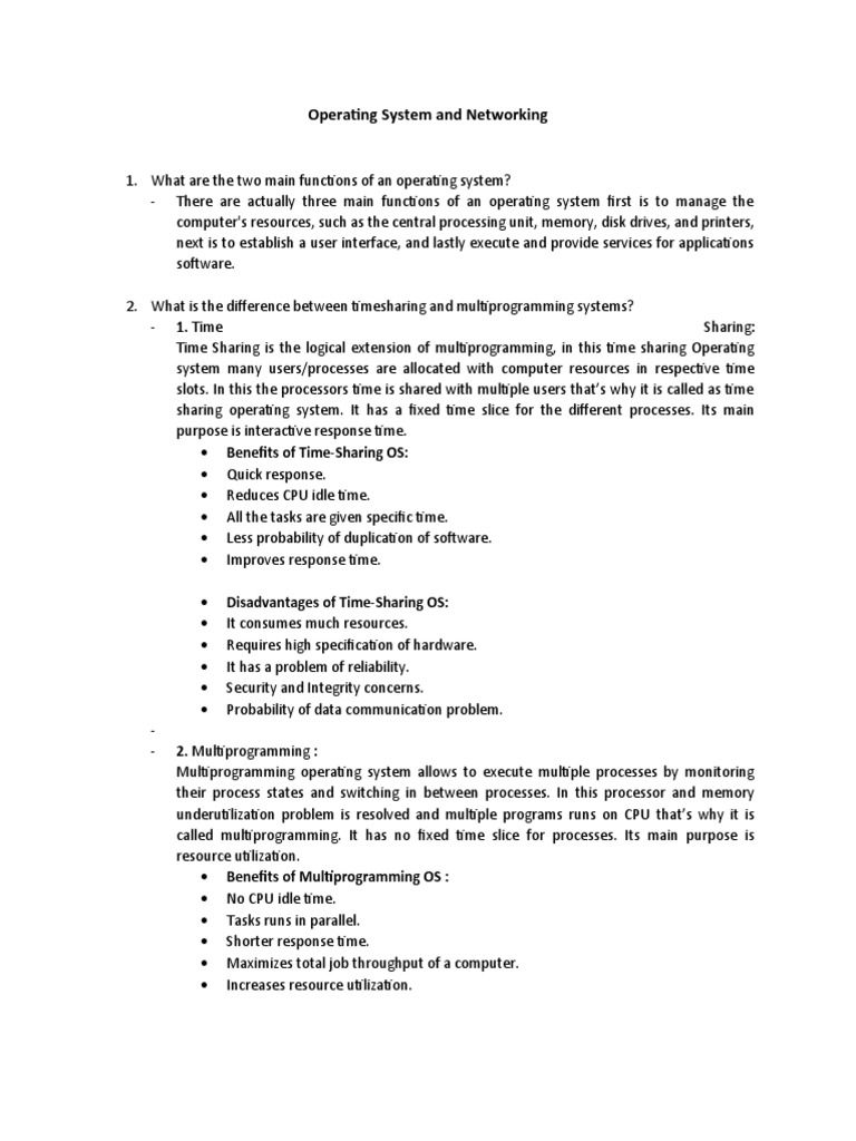 MIT-101-Acitvity 1-Operating System and Networking | PDF | Operating System | Process (Computing)