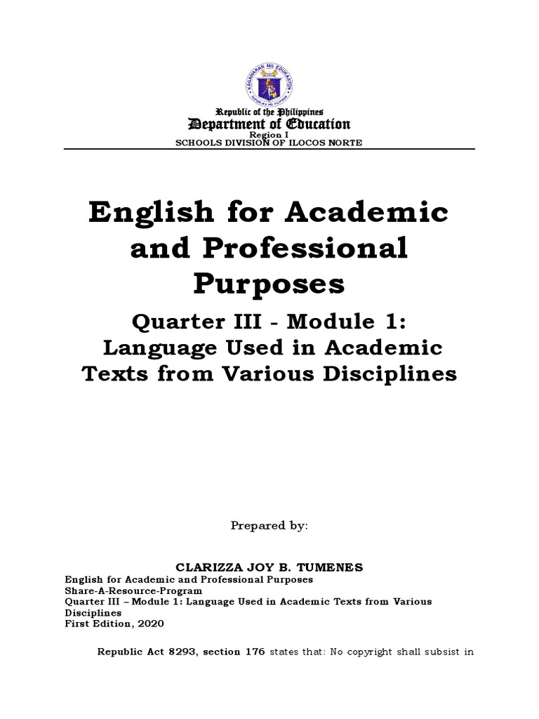 English 12 EAPP Q3 Mod1 Wk1 2 FINAL Clarissa Tumenes | PDF | Thesis | Essays