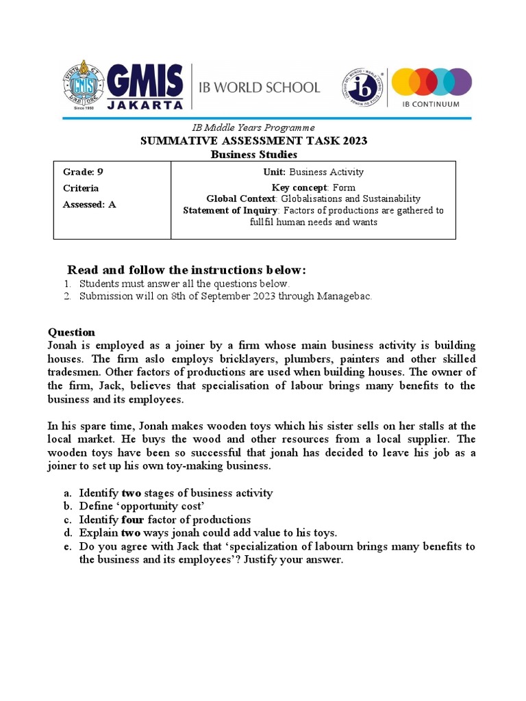 BS Grade 9 MYP Assessment Criteria A - September 2023 | PDF | Knowledge ...