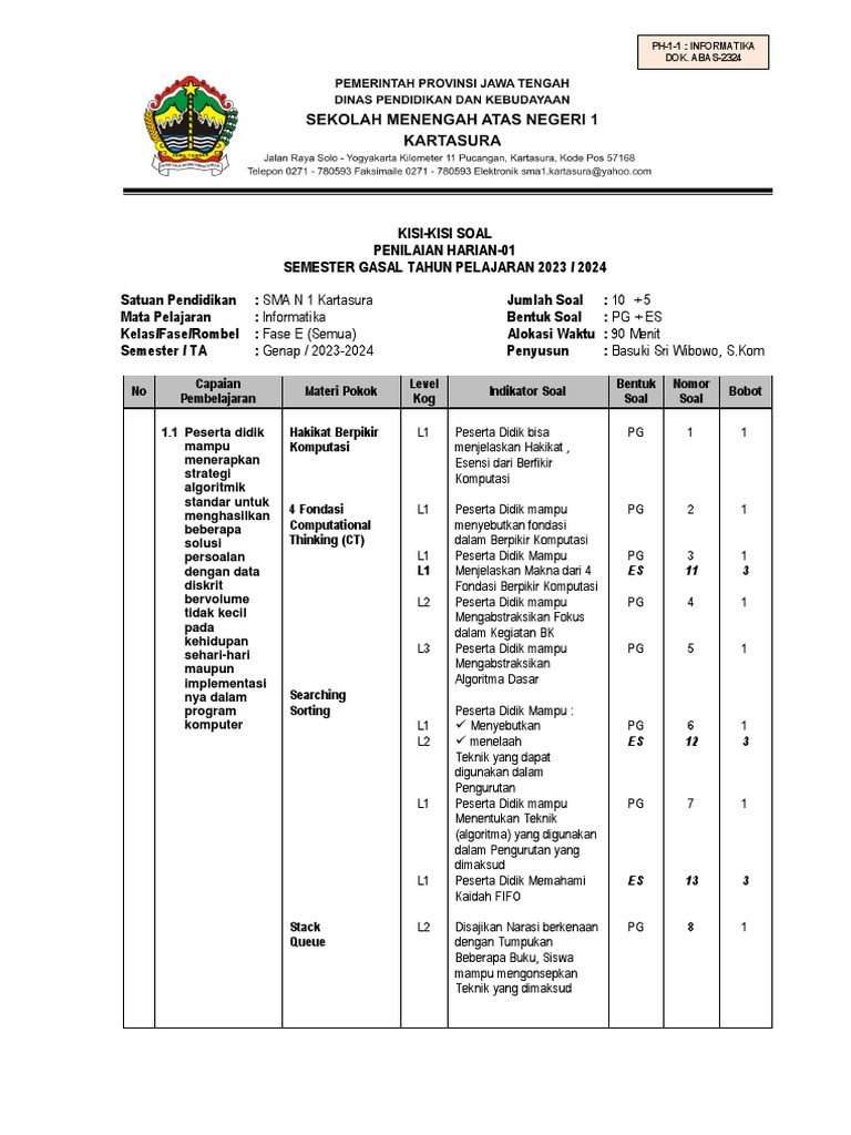 01 Kisi2 PH1 01 2324 | PDF