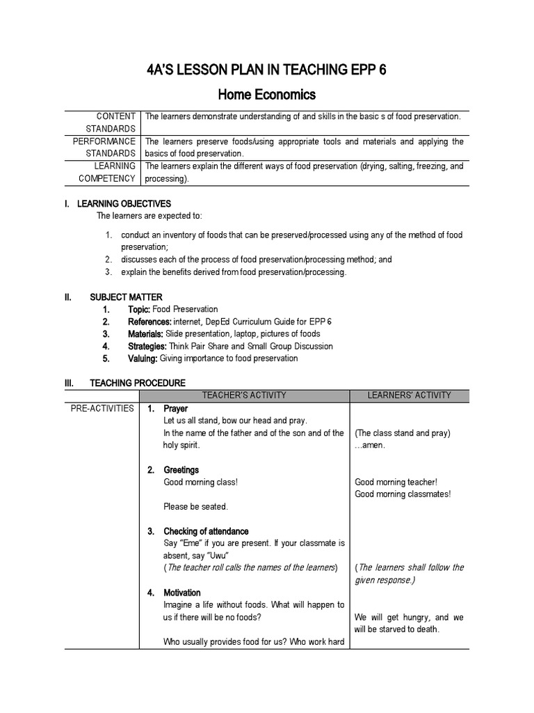 Epp 6 Lesson Plan | PDF | Learning | Lesson Plan