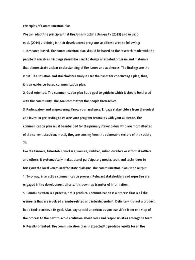 Principles of Communication Plan | PDF | Communication | Evaluation