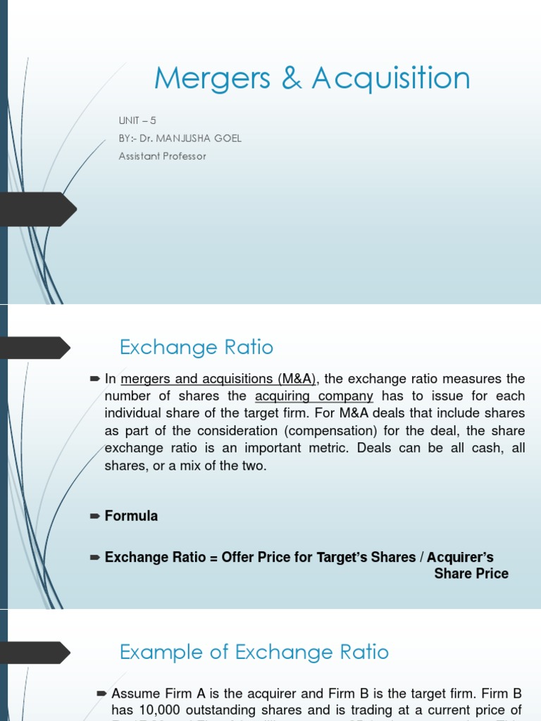 Unit - 5 B Mergers & Acquisition | PDF | Mergers And Acquisitions | Stocks