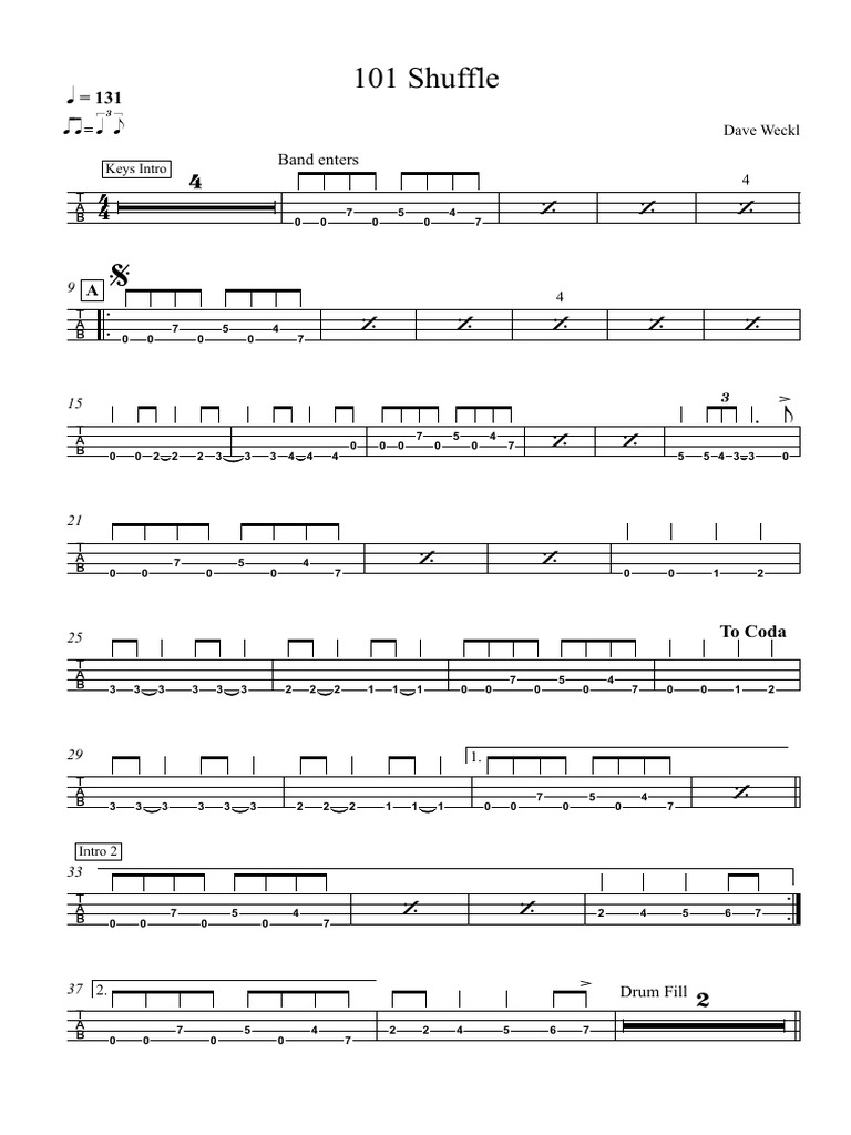101 Shuffle - Bass | PDF