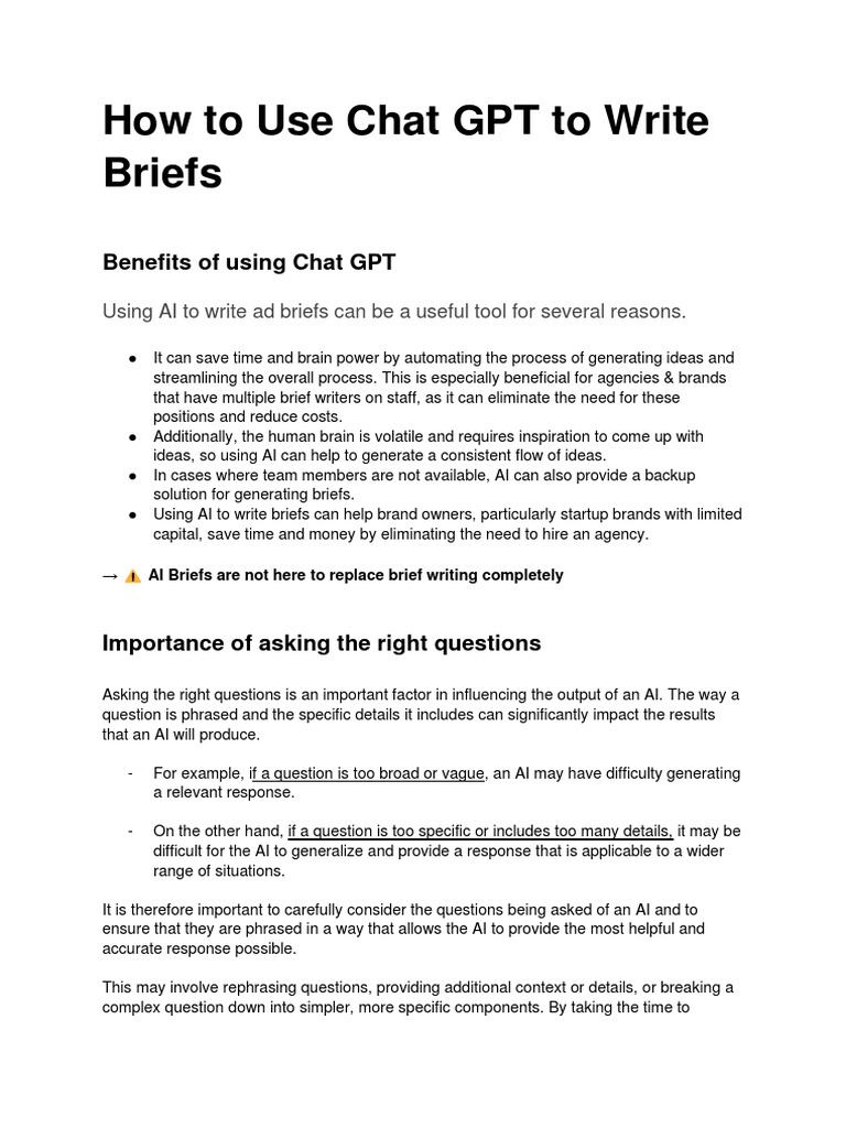 How To Use Chat GPT To Write Briefs | PDF | Artificial Intelligence ...