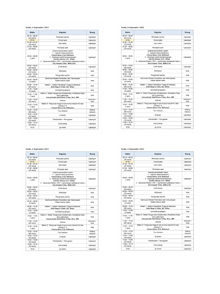 Print Rundown Kecil | PDF