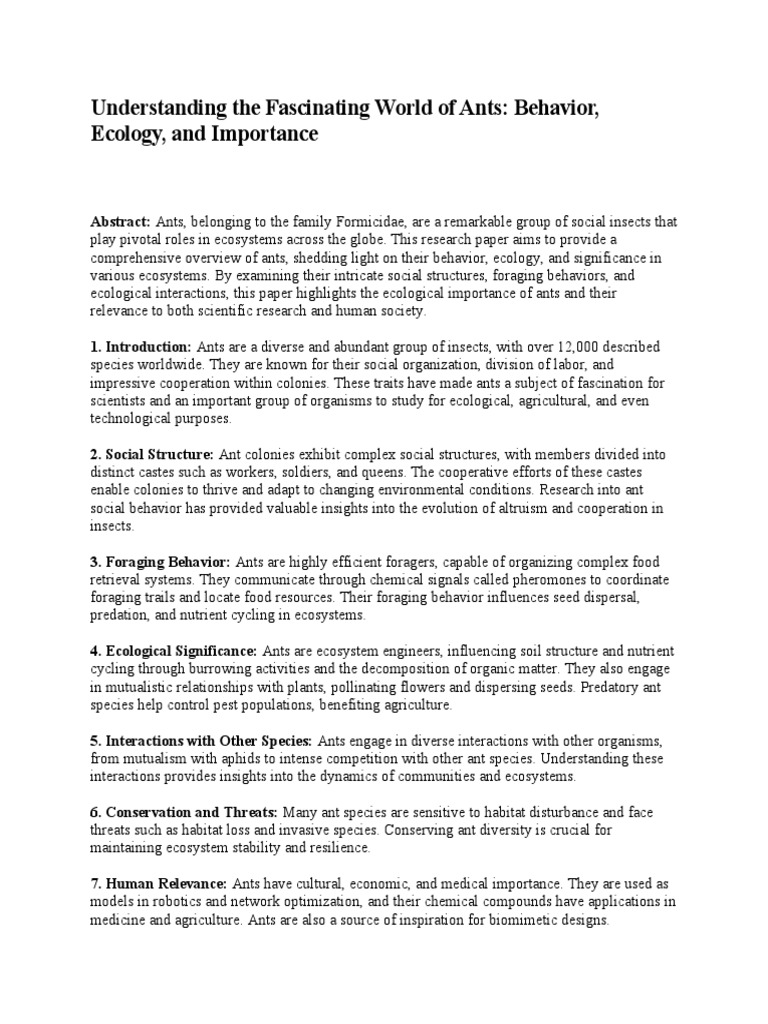 Ecological Importance of Ants | PDF | Ecology | Ant